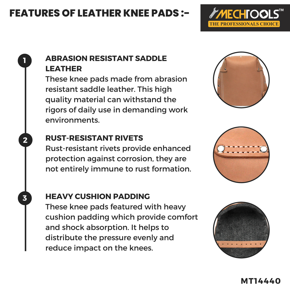 Leather Knee Pads – Heavy-Duty Protective Work Gear (MT14440 ...